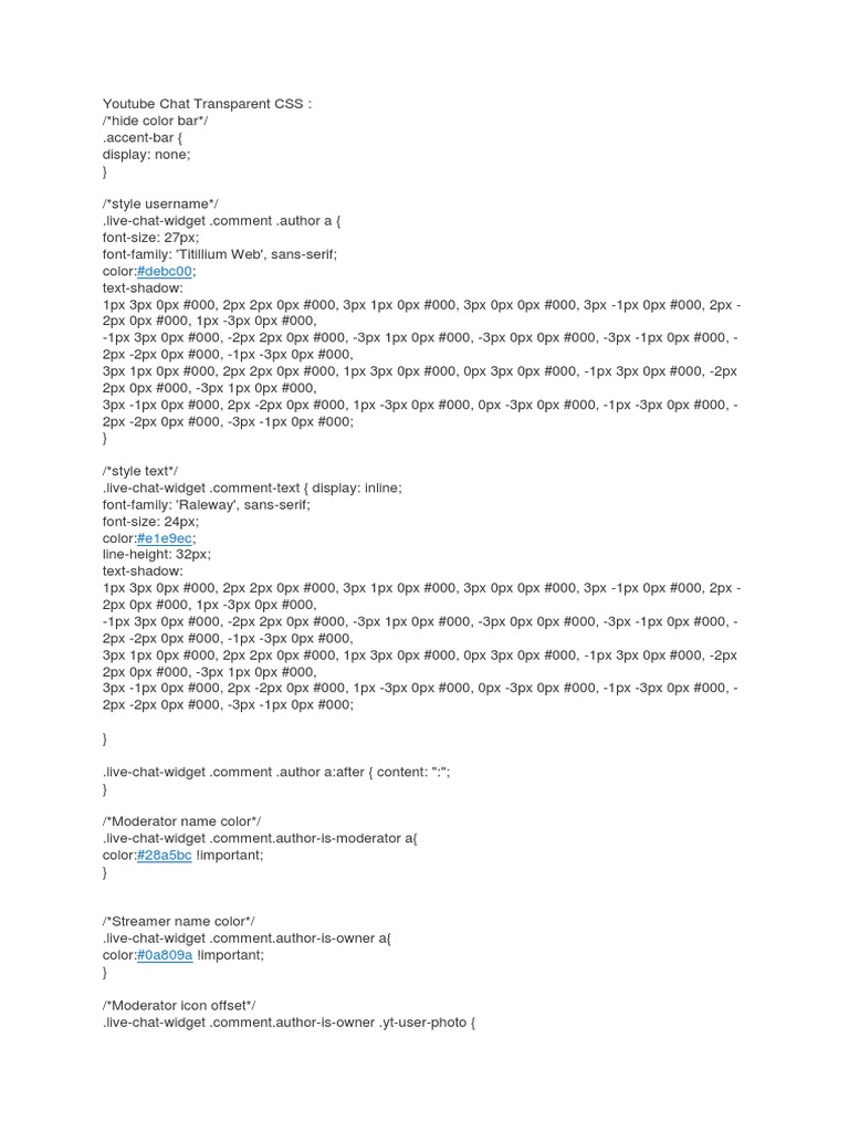 Youtube Chat Transparent CSS | PDF | Human–Computer Interaction ...