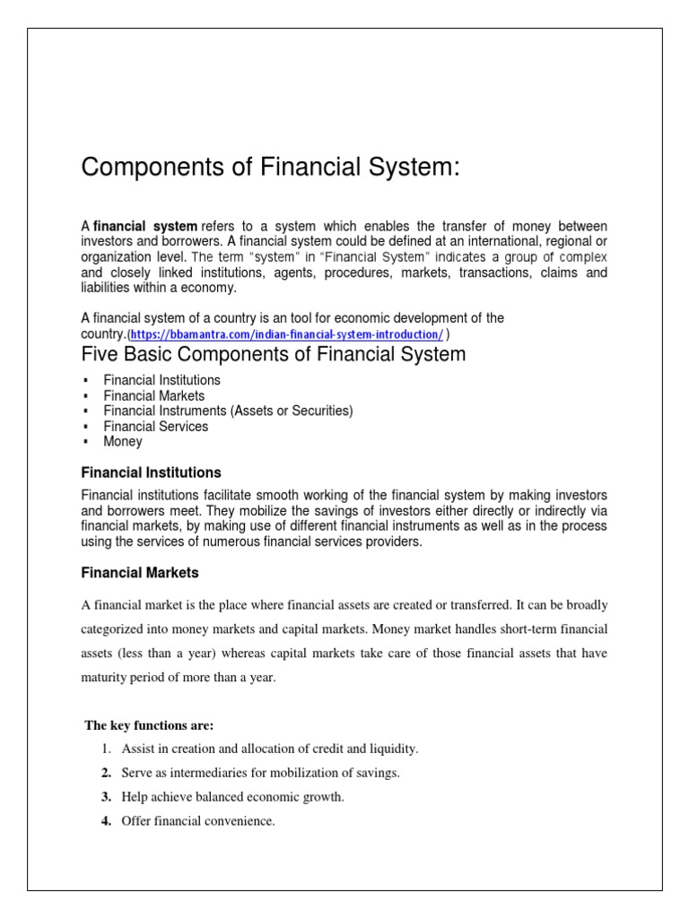 Components of Financial System | PDF | Financial Markets | Securities ...