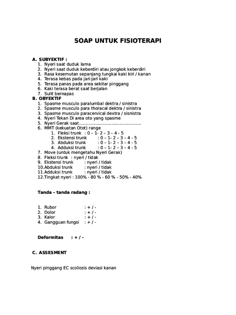 Soap Untuk Fisioterapi | PDF
