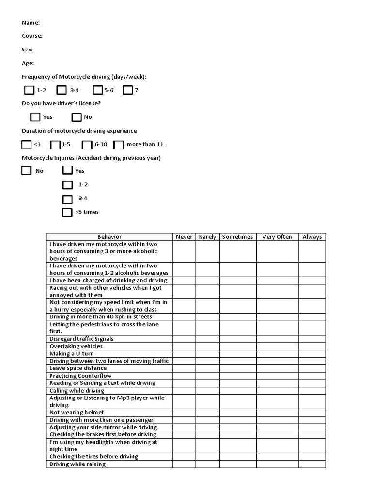 Questionnaire 2 | PDF | Traffic | Road Safety