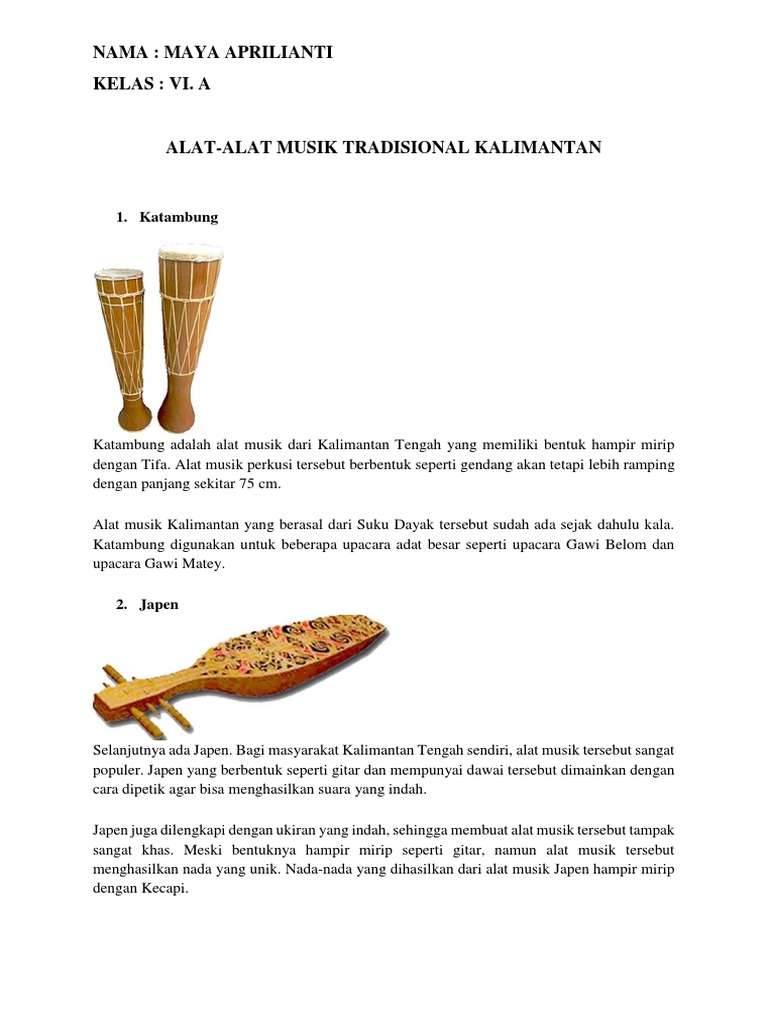 Alat Musik Kalimantan | PDF | Puisi