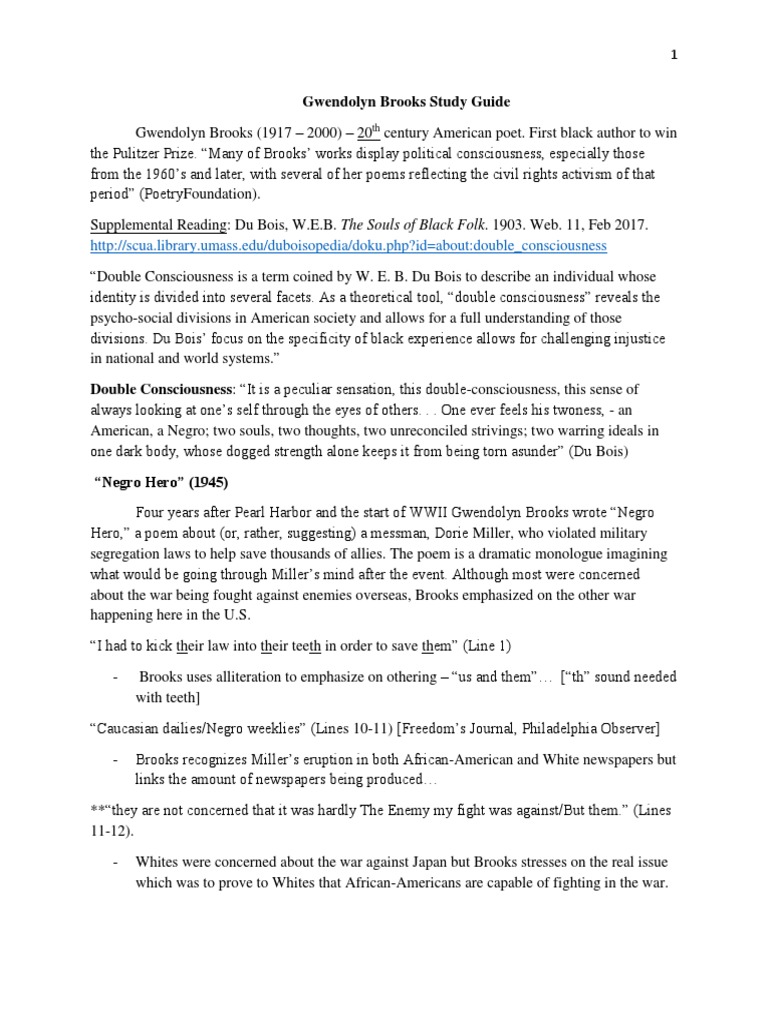 Gwendolyn Brooks Study Guide | PDF | Classics