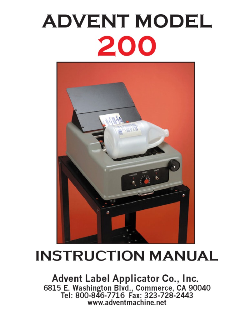 Advent 200 Manual 2005 | PDF | Adhesive | Clutch