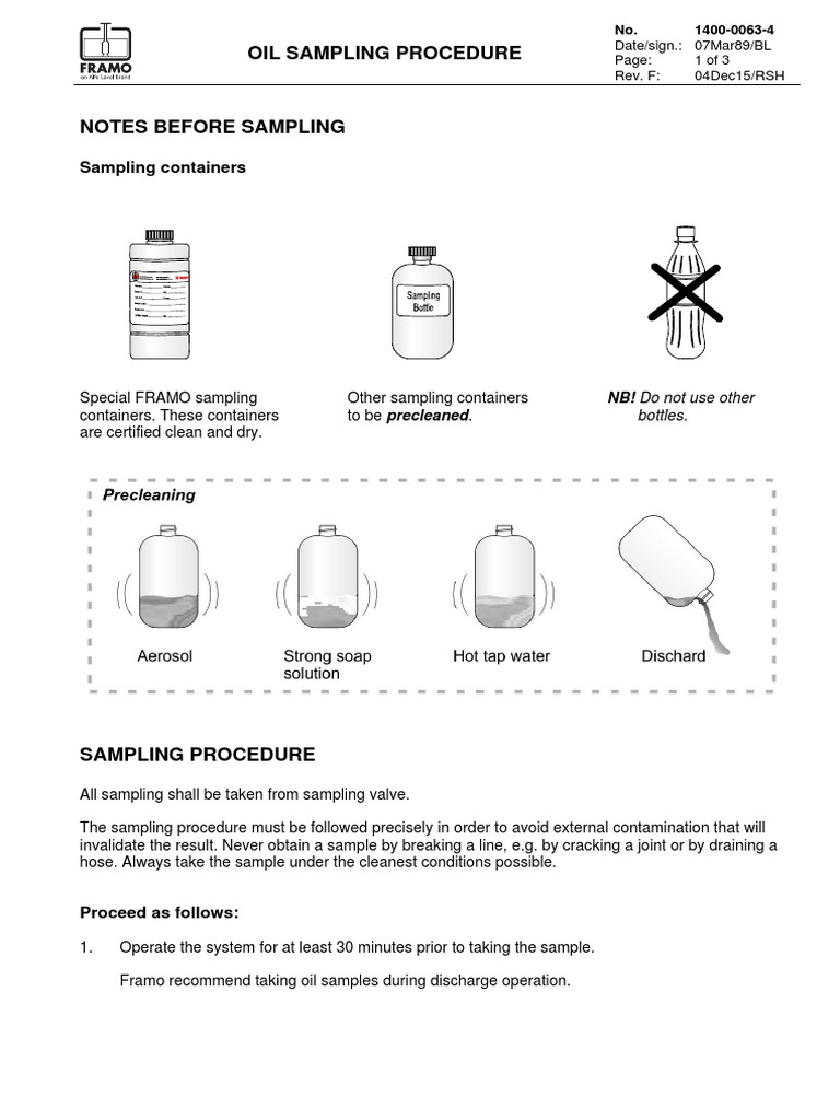 Framo Oil Sampling Procedure 1400-0063-4 | PDF | Motor Oil | Viscosity