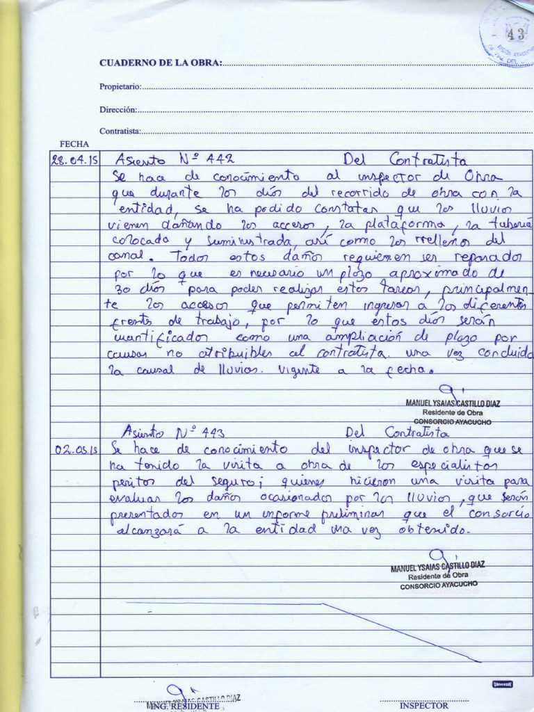 Anotaciones Cuaderno de Obra | PDF