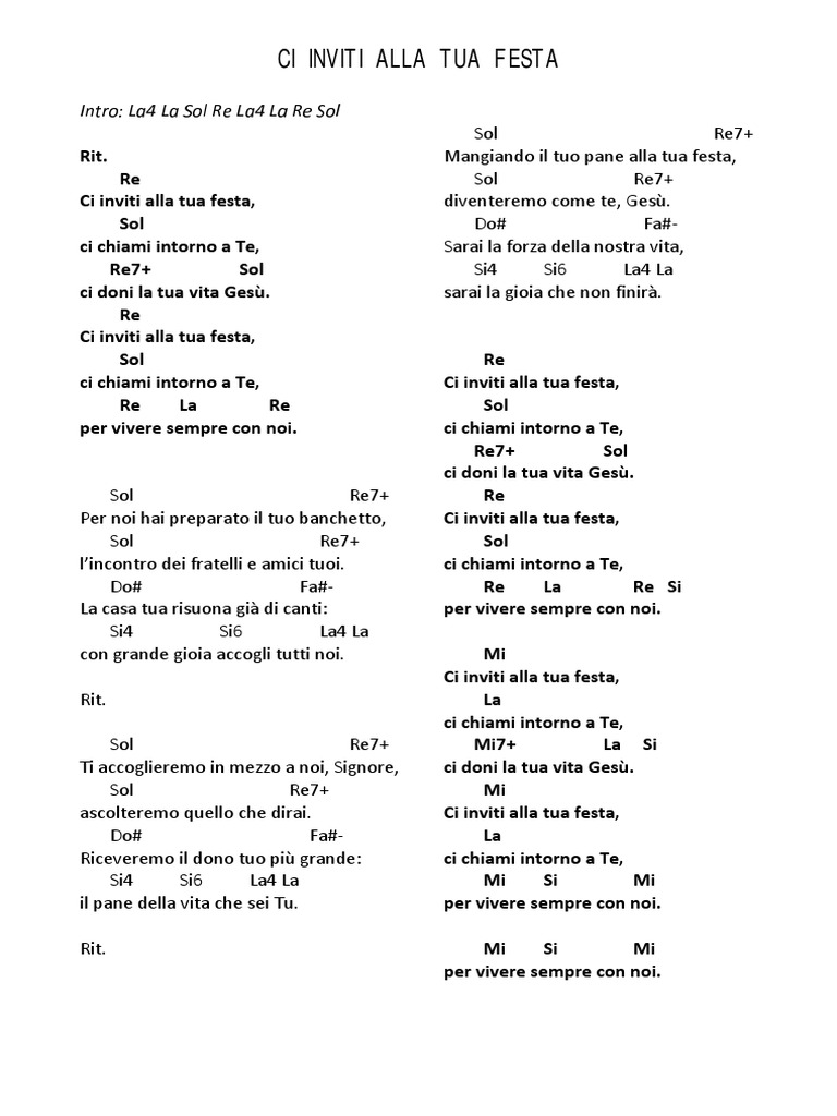 Ci Inviti Alla Tua Festa PDF | PDF