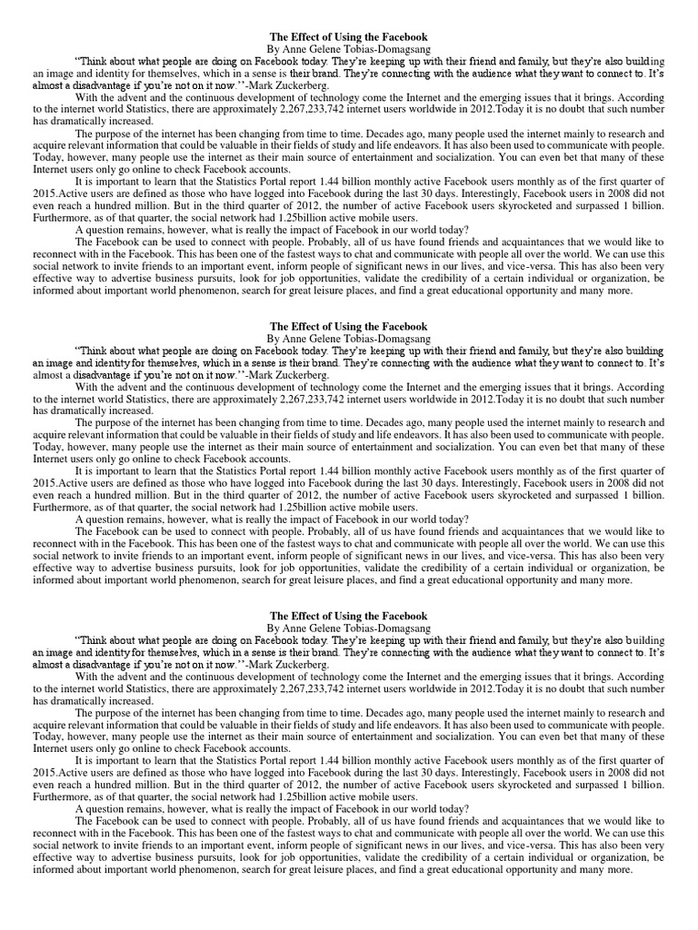The Effect of Using The Facebook | PDF | Facebook | Social Media