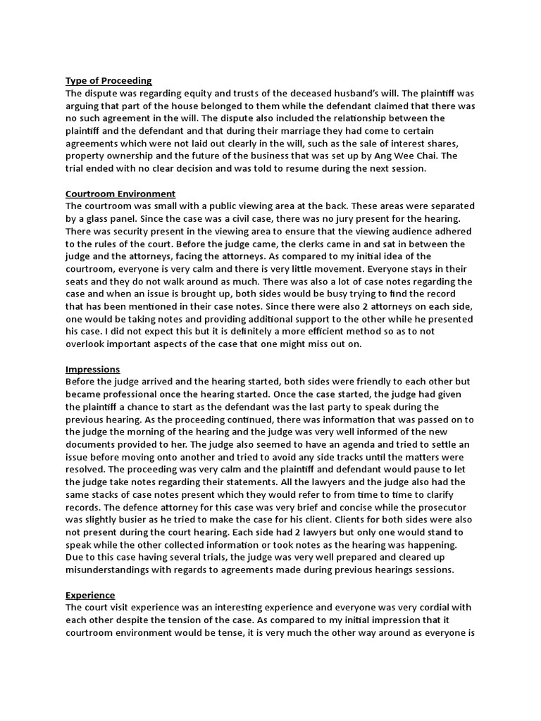 Court Visit Assignment | PDF | Magistrate | Courtroom