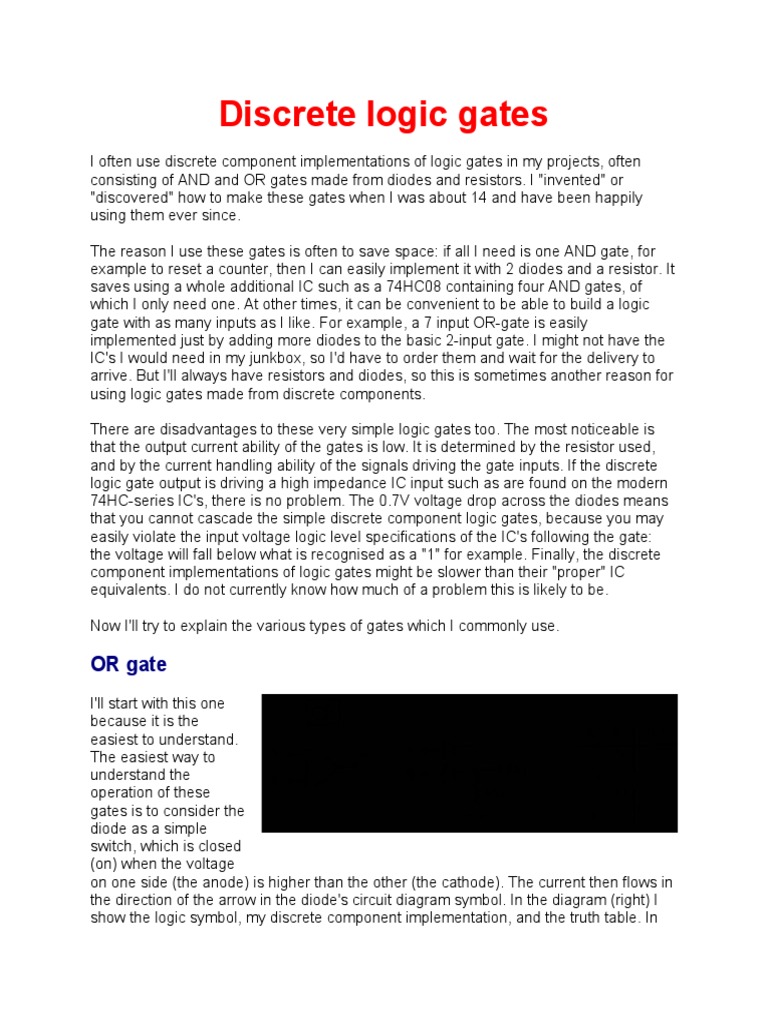 Discrete Logic Gates: OR Gate | PDF | Logic Gate | Transistor