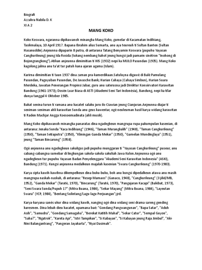 Biografi Mang Koko | PDF