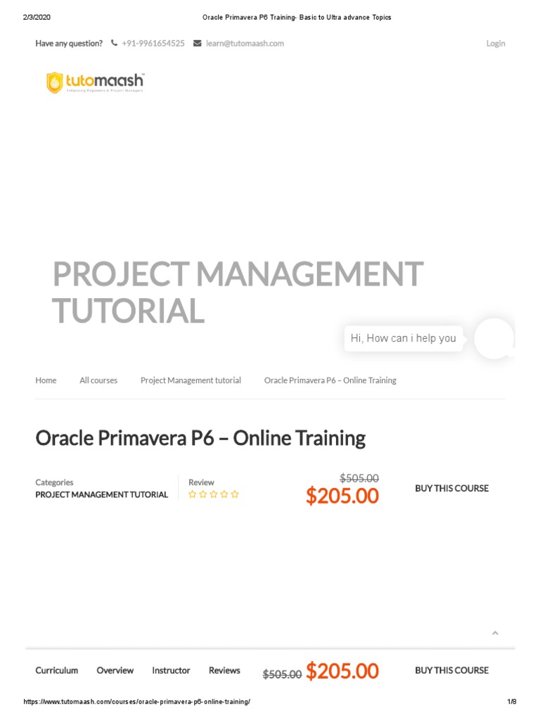 Oracle Primavera P6 Training - Basic To Ultra Advance Topics | PDF ...