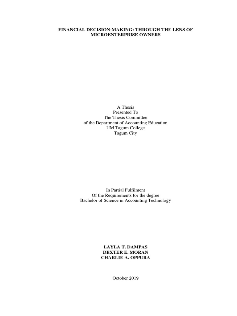 Hardbound Thesis 1 29 2020 | PDF | Decision Making | Entrepreneurship