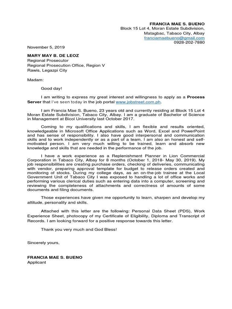 A Well-Qualified Applicant: Cover Letter and Resume for the Position of ...
