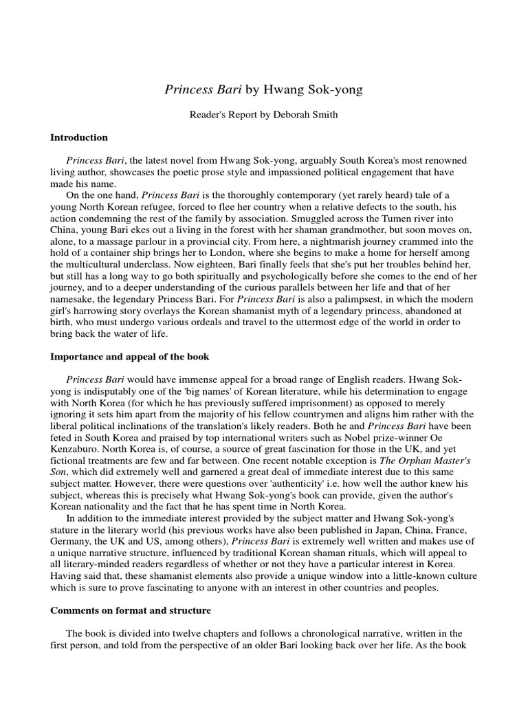 Princess Bari by Hwang Sok Yong Readers Report | PDF | Shamanism | Hell