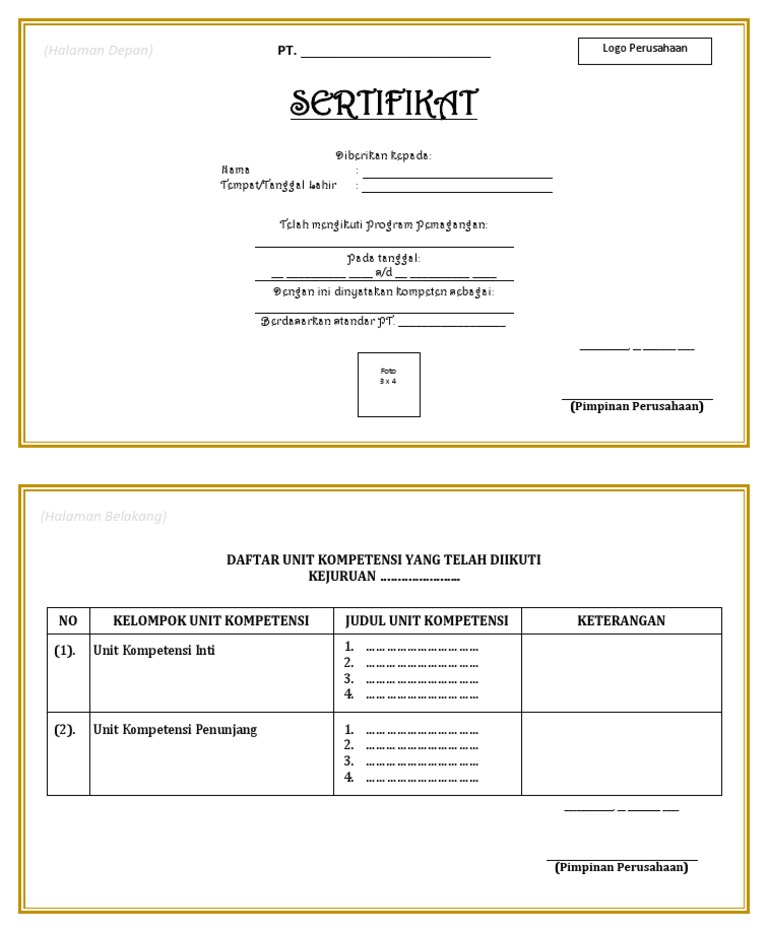 Contoh - Draf-Sertifikat-Pemagangan | PDF