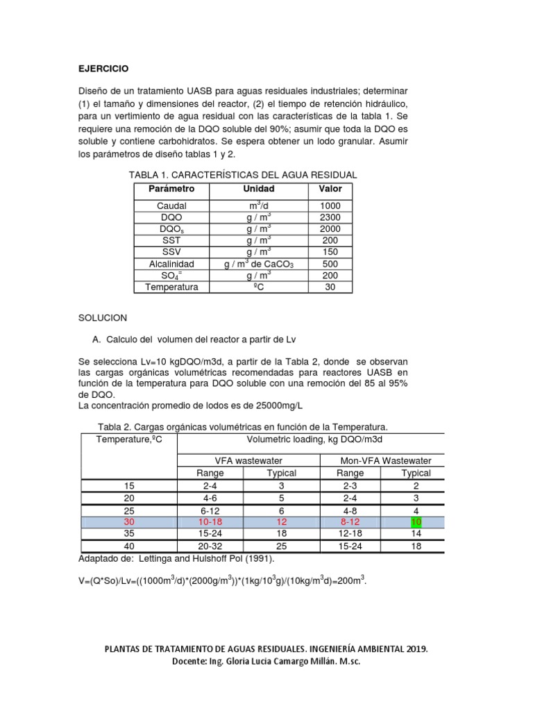 Diseño Basico Reactor UASB ING AMB | PDF | Alcantarillado | Gestión de ...