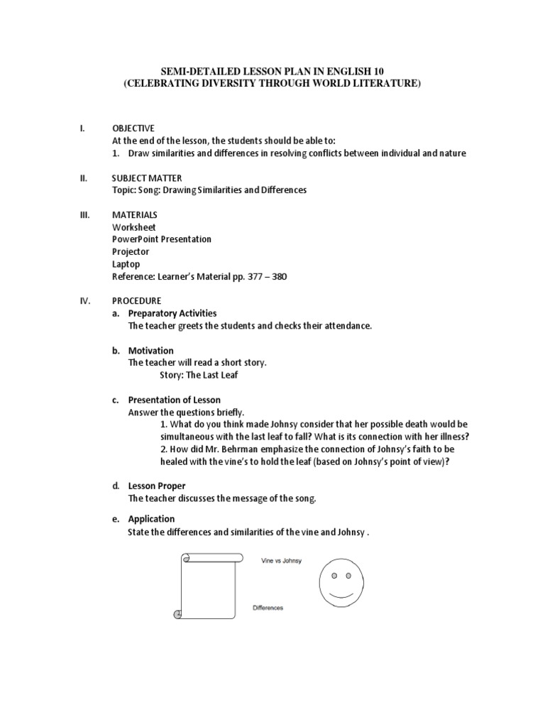 Semi-Detailed Lesson Plan 2 | PDF | Language Arts & Discipline