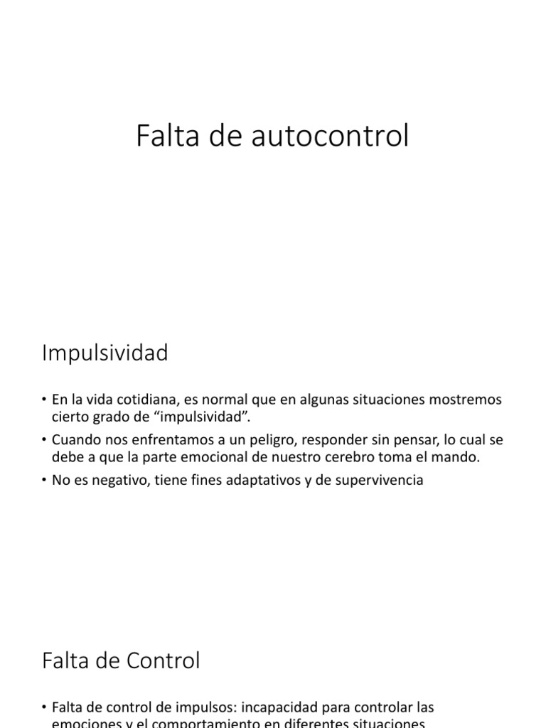 Falta de Autocontrol | PDF