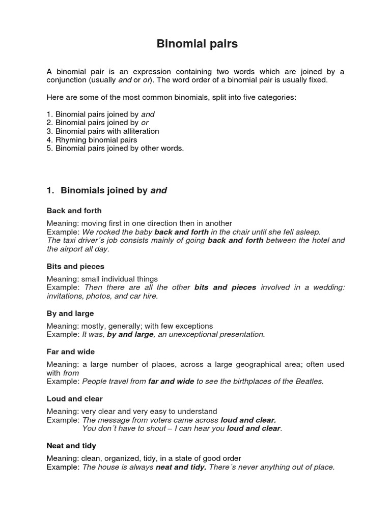 Binomial Pairs | PDF