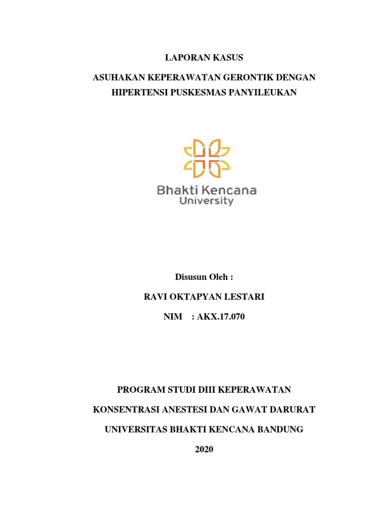 LK Askep Gerontik Dengan Hipertensi Ravi 2020 | PDF | Pengembangan Diri | Kesehatan Holistik