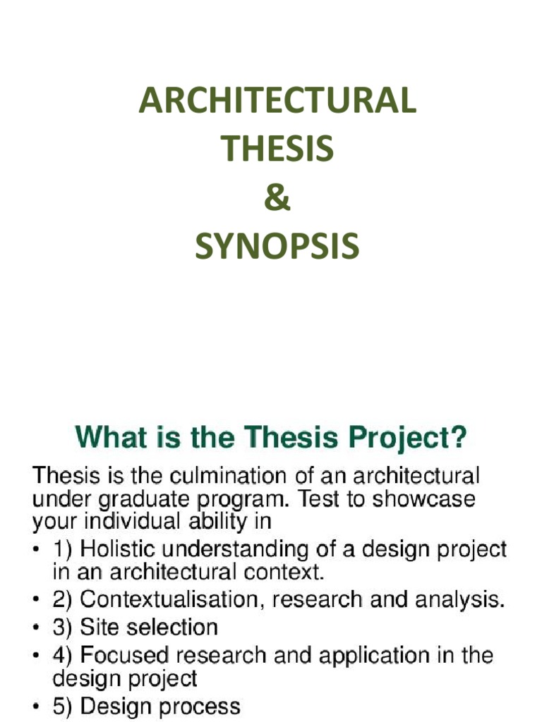 Architectural Thesis & SYNOPSIS | PDF