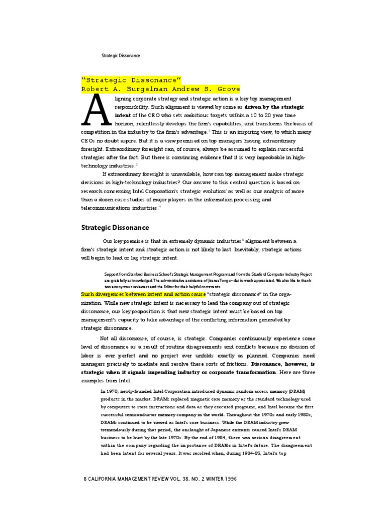 Strategic Dissonance | PDF | Random Access Memory | Strategic Management