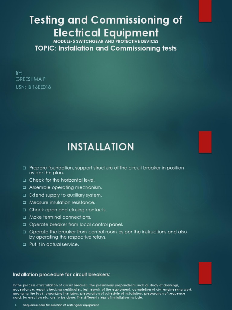 Testing and Commissioning of Electrical Equipment | PDF | Manufactured ...