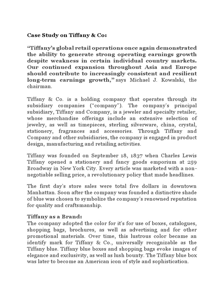 Tiffany & Co: Retail Strategies & Insights | PDF | Loyalty Program | Retail