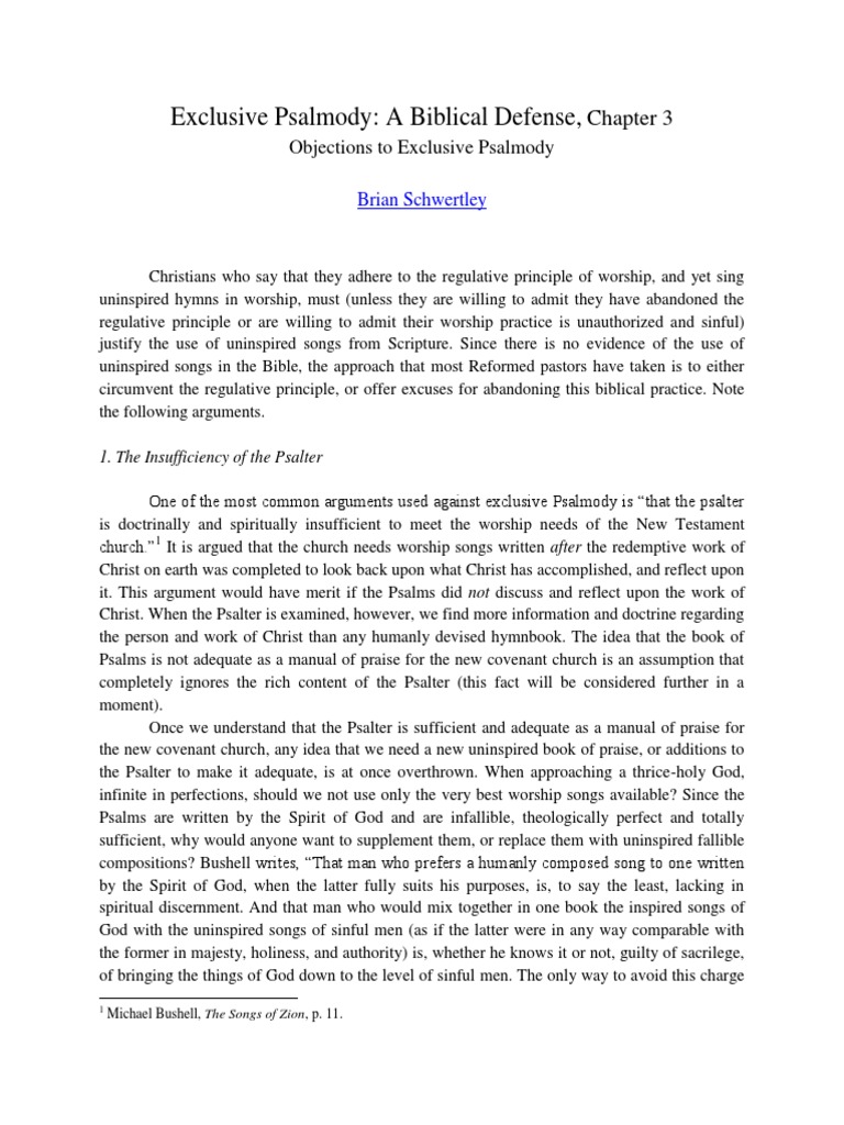 Chapter 3 Exclusive Psalmody | PDF | Psalms | Hymns