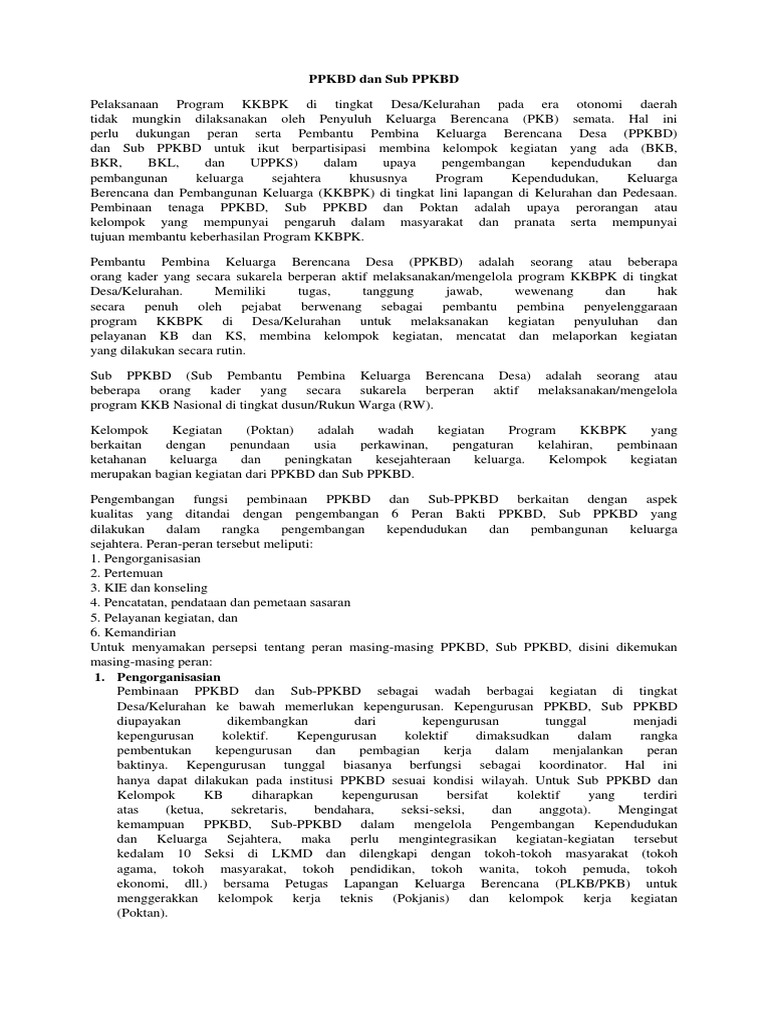 Pembinaan PPKBD Dan Sub PPKBD | PDF