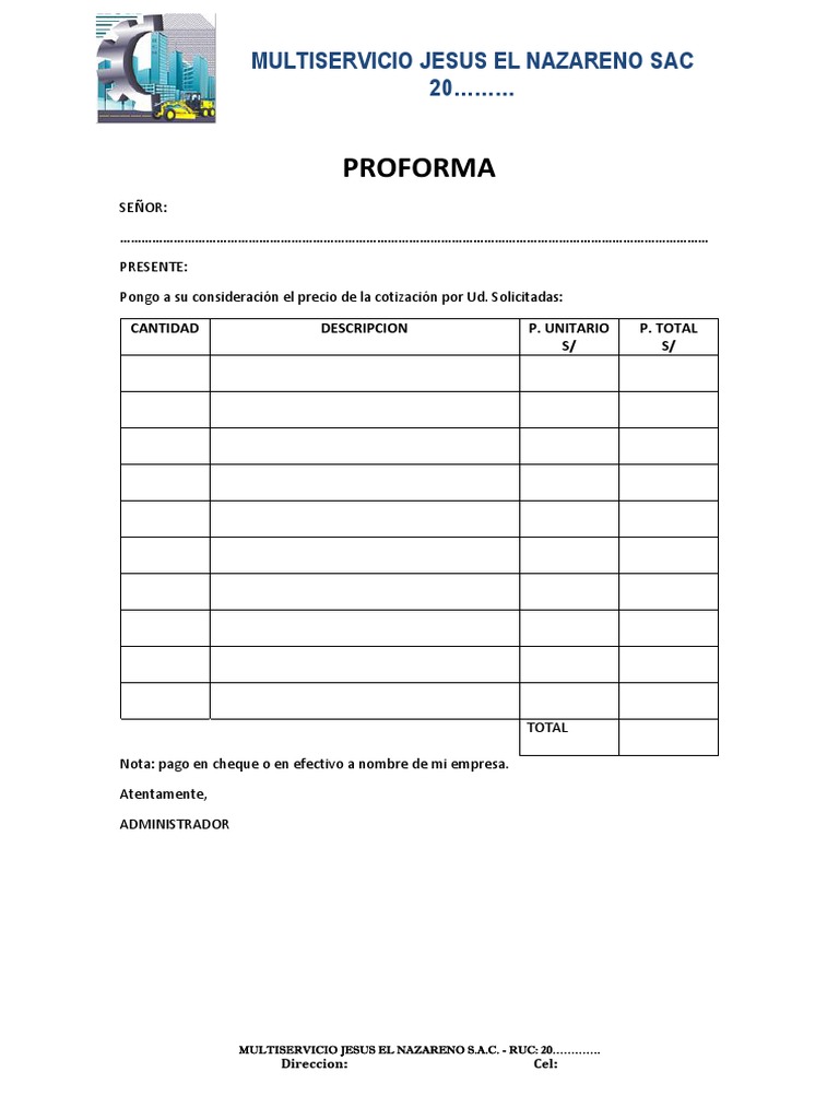 Modelo de Proforma | PDF