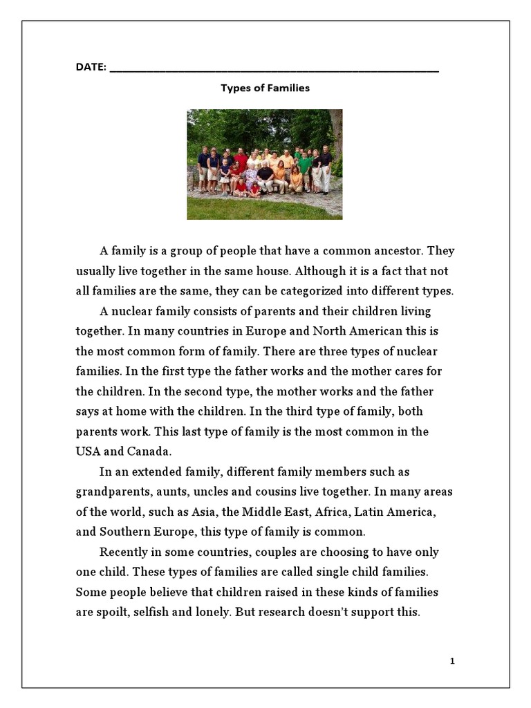 Reading - Types of Families | PDF | Sexual Reproduction | Family