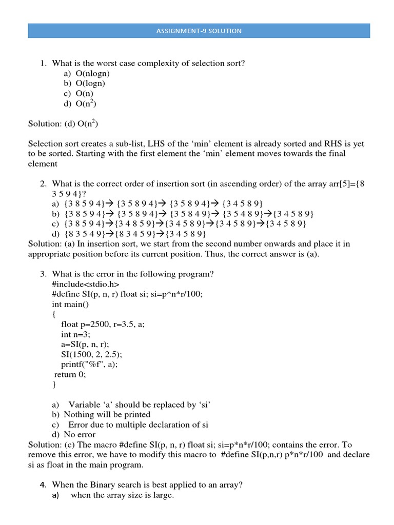 Assignment-9 Solution July 2019 | PDF | Array Data Structure ...