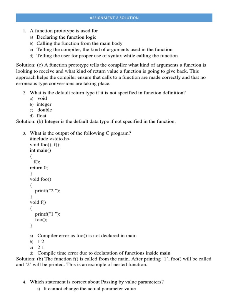 Assignment 8 Solution July 2019 Pdf Parameter Computer Programming Subroutine