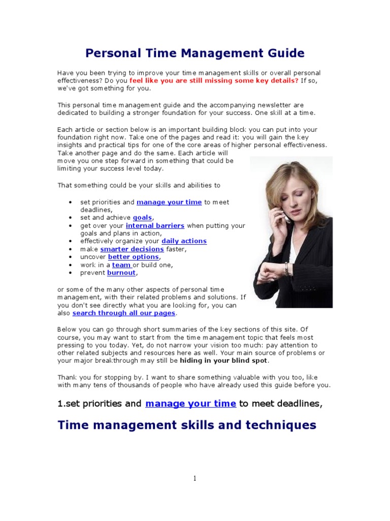 Personal Time Management Strategies | PDF | Personal Digital Assistant ...