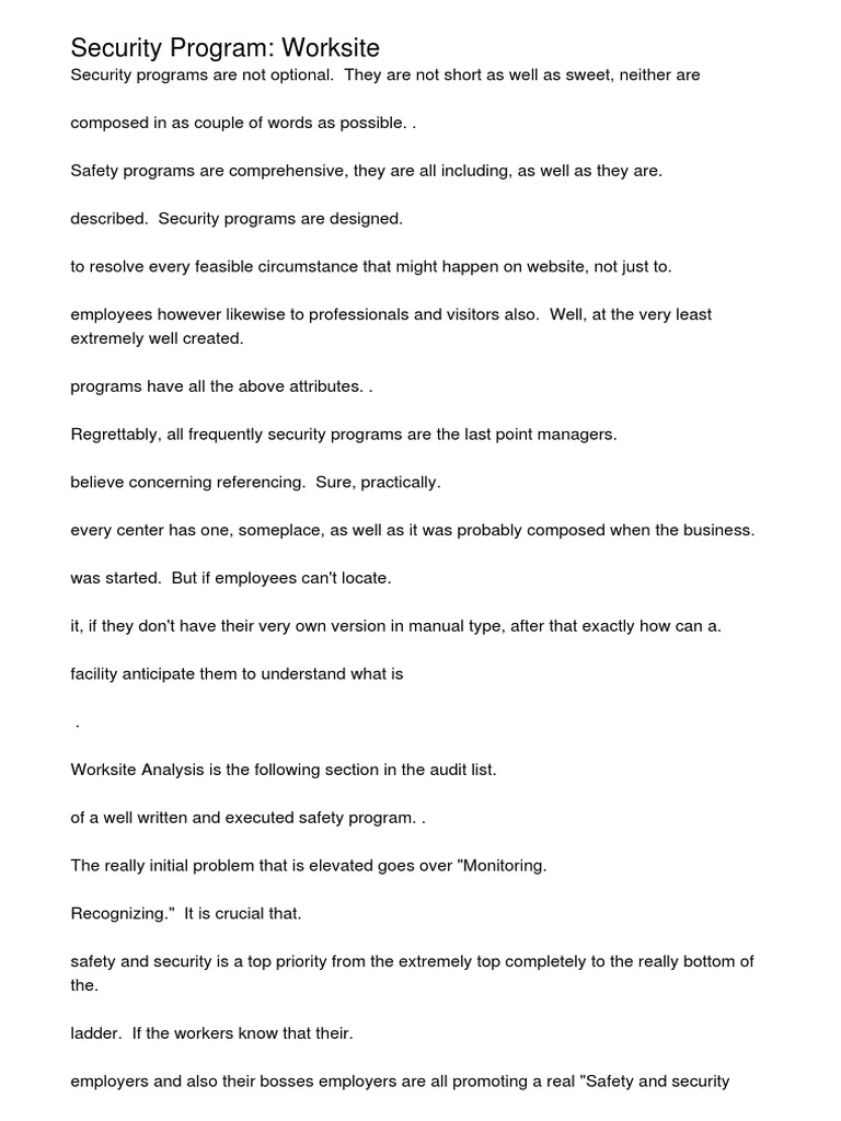 Security Program: Worksite | PDF | Surveillance | Health Care