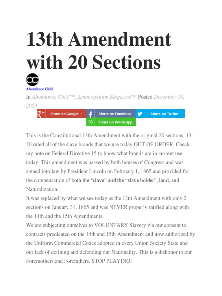 13th Amendment Original Document