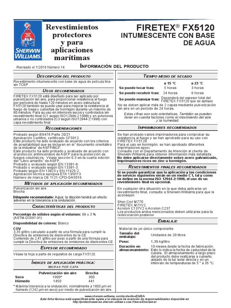 Firetex 5120 | PDF | Revestimiento | Agua