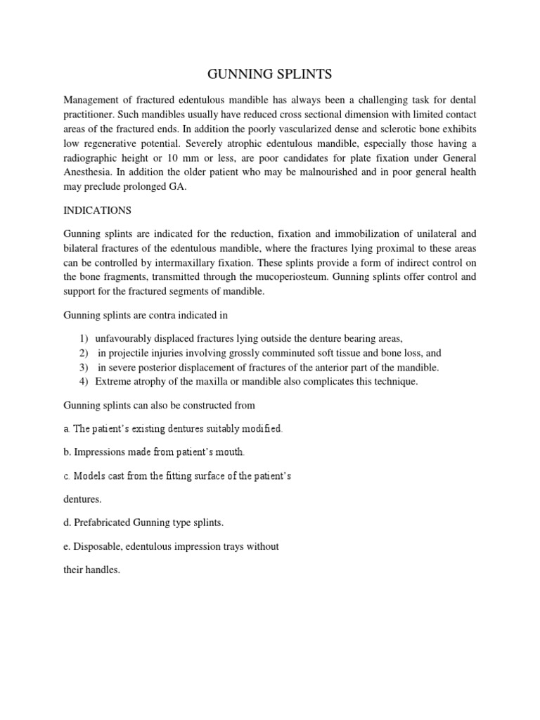 Gunning Splints | PDF | Dentures | Dentistry