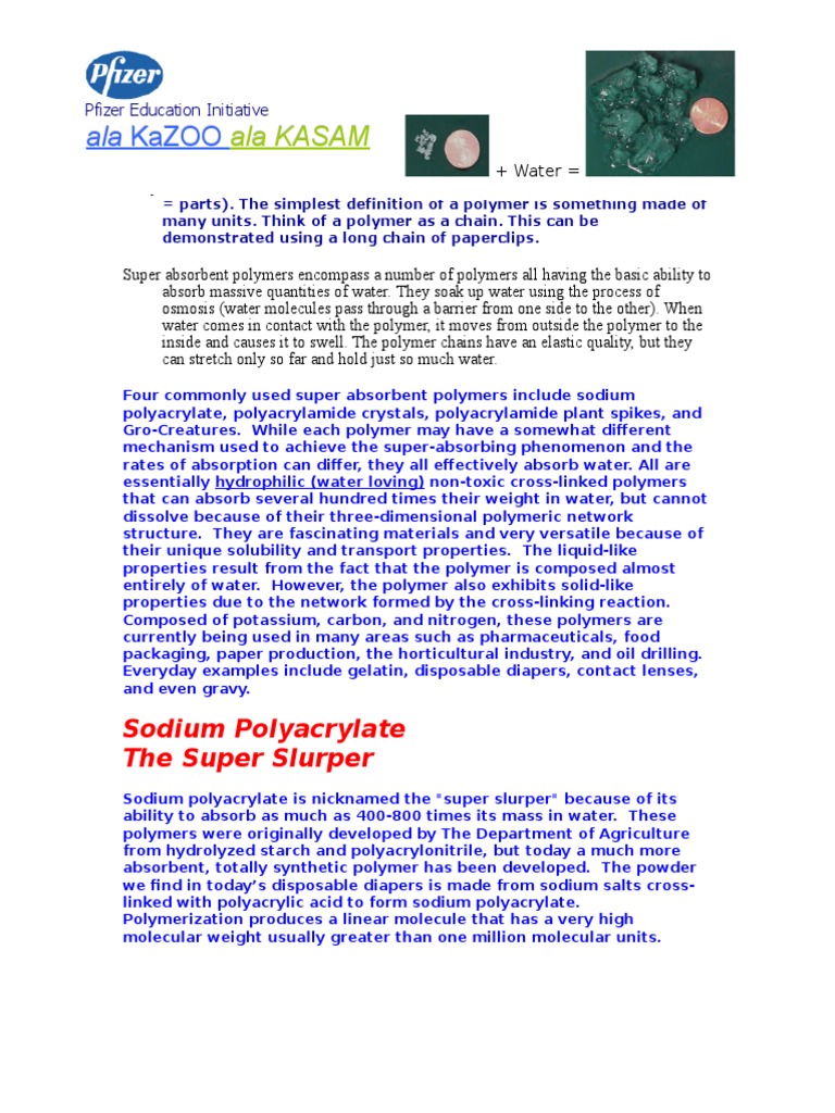 Superabsorbent Polymer Lesson Plan | PDF | Ion | Polymers