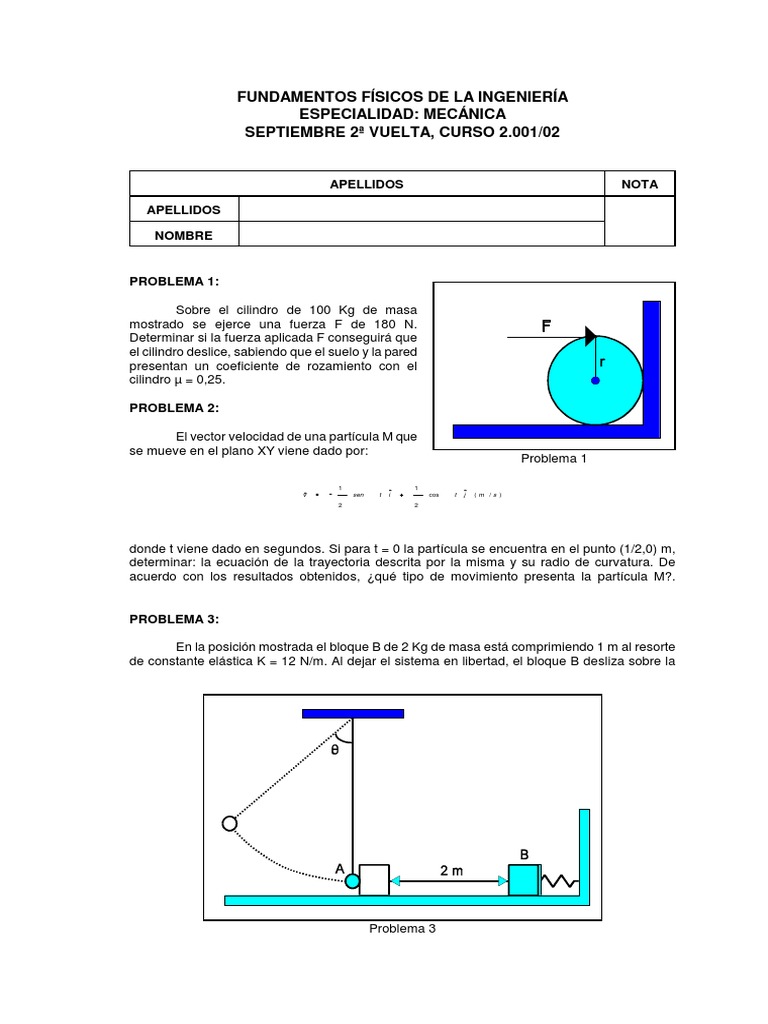 Seminario Problemas 7 - MS201-02 | PDF | Masa | Fricción