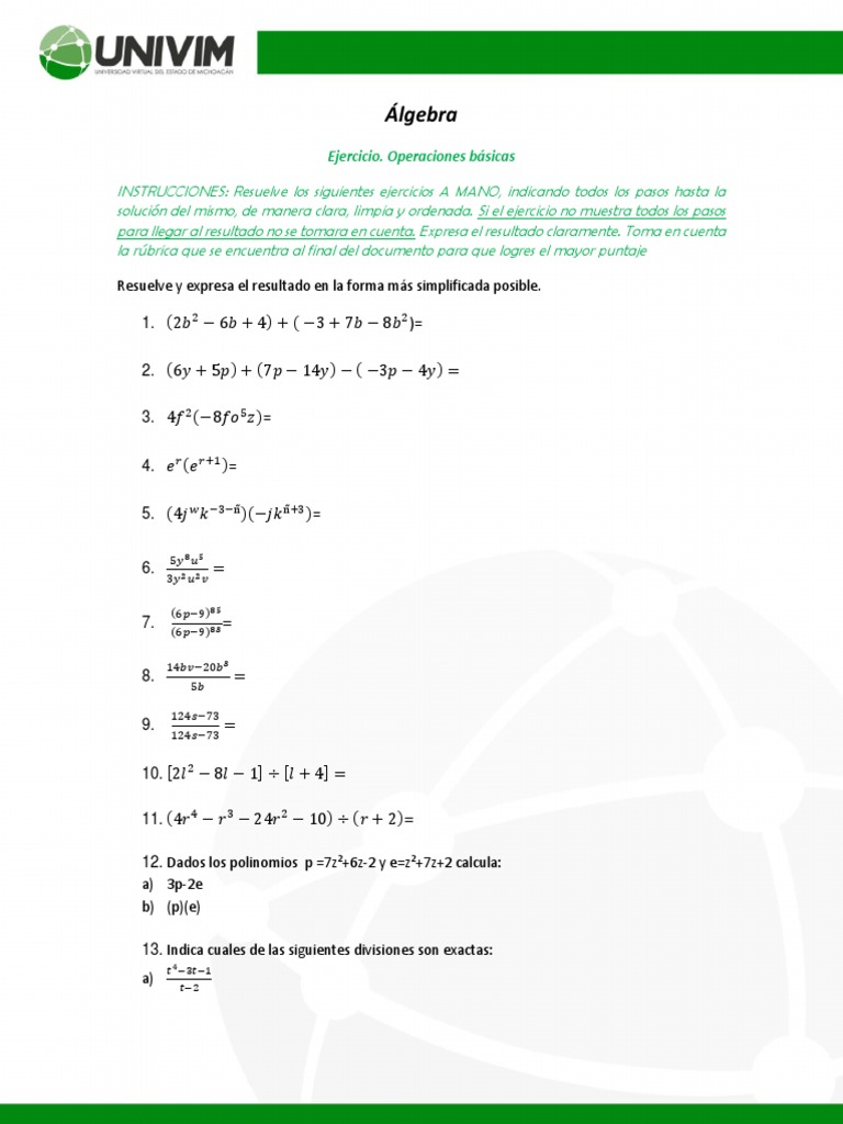 Operaciones Básicas | PDF | Enseñanza de matemática