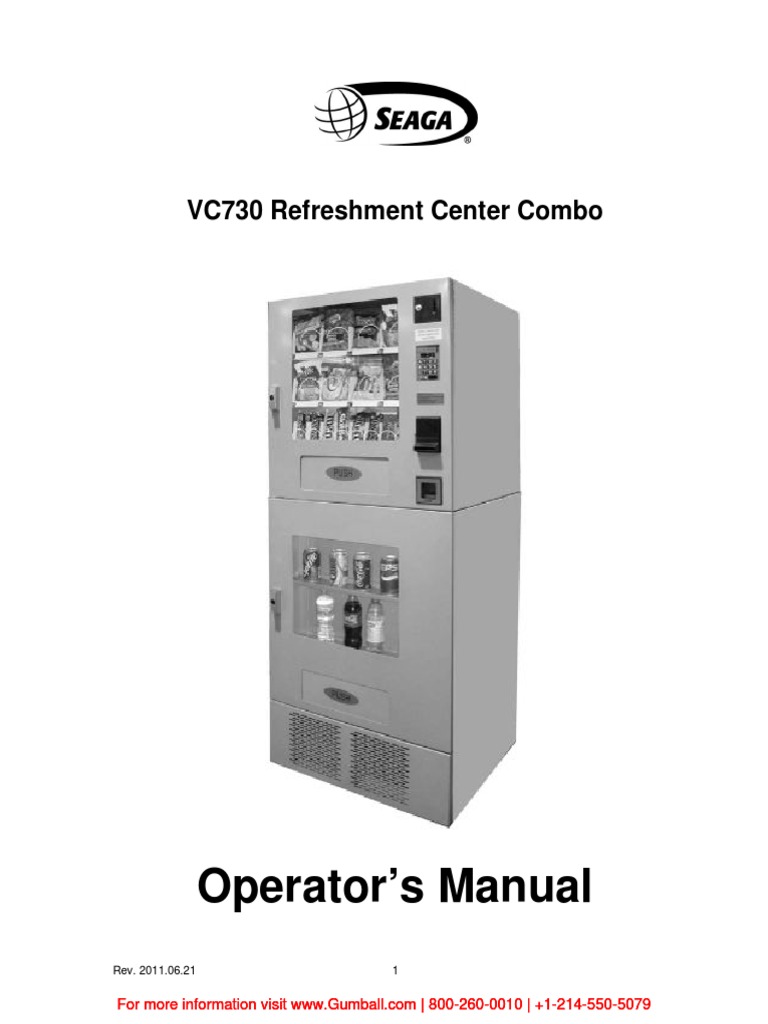 vc730 Combo Vending Machine Instruction Manual Seaga MFG | PDF ...