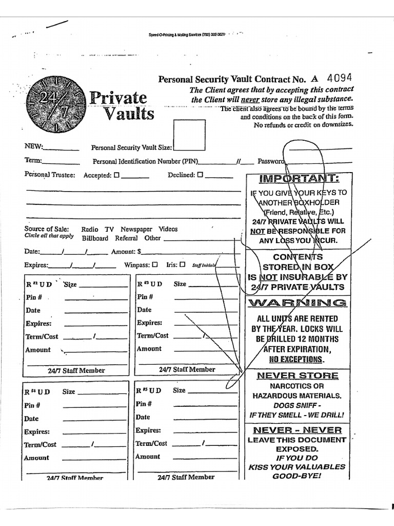 24/7 Private Vaults Contract Example | PDF