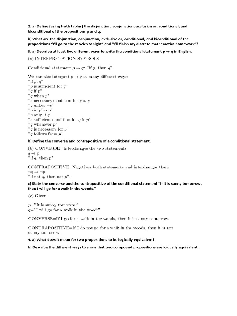 Chapter 1 Review Questions | PDF | Mathematical Proof | Mathematical Logic
