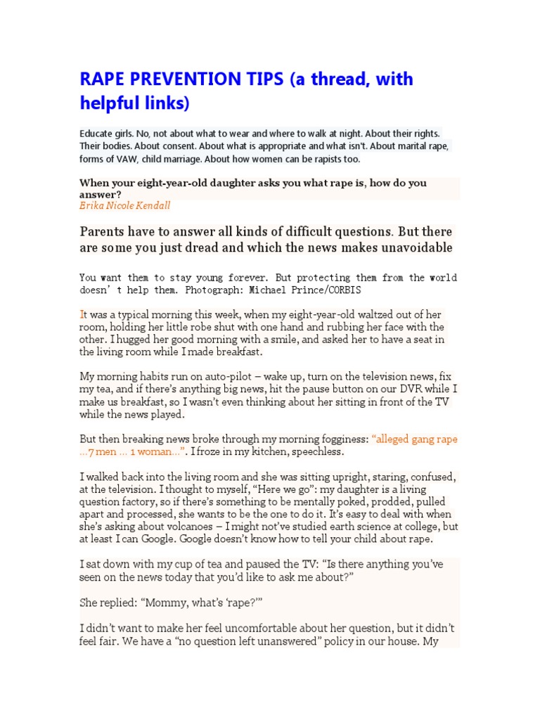 Rape Prevention Tips | PDF | Sexual Assault | Rape