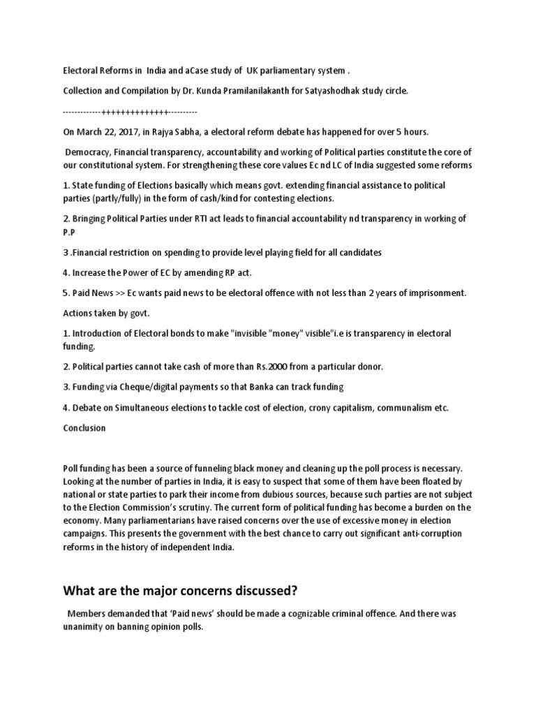 Electroral Reforms Pdf Voting Two Round System