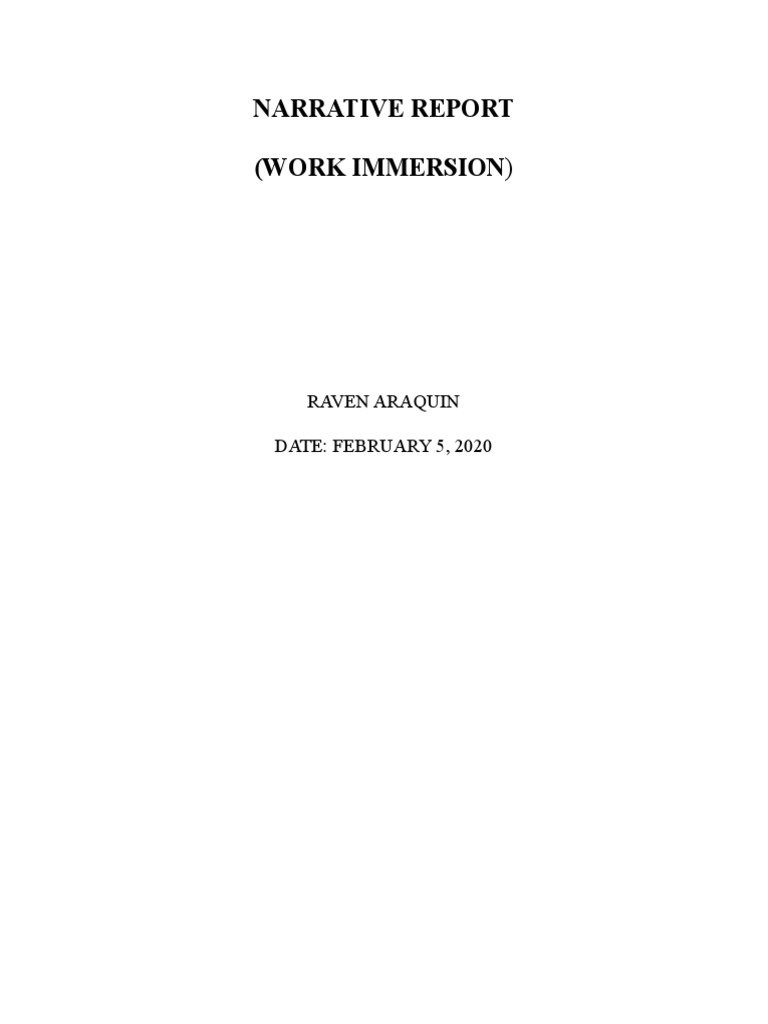 A Reflective Narrative on My Work Immersion Experience | PDF ...