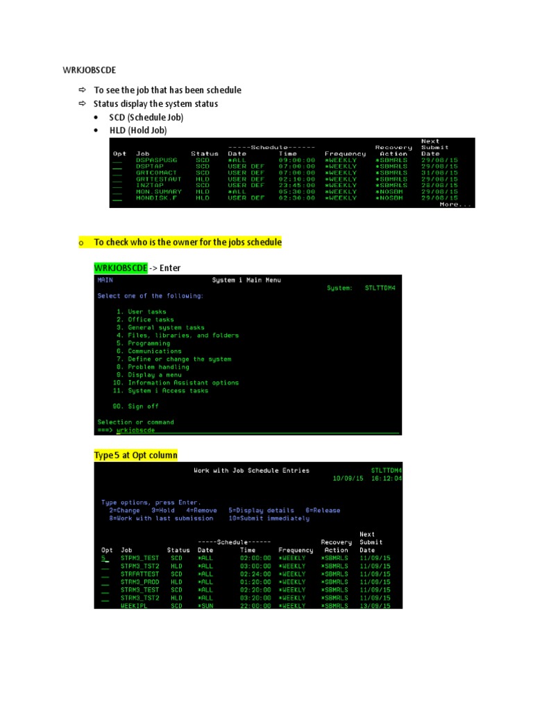 12-AS400 Schedule Job (09nov15) | PDF | Backup | Computer Architecture