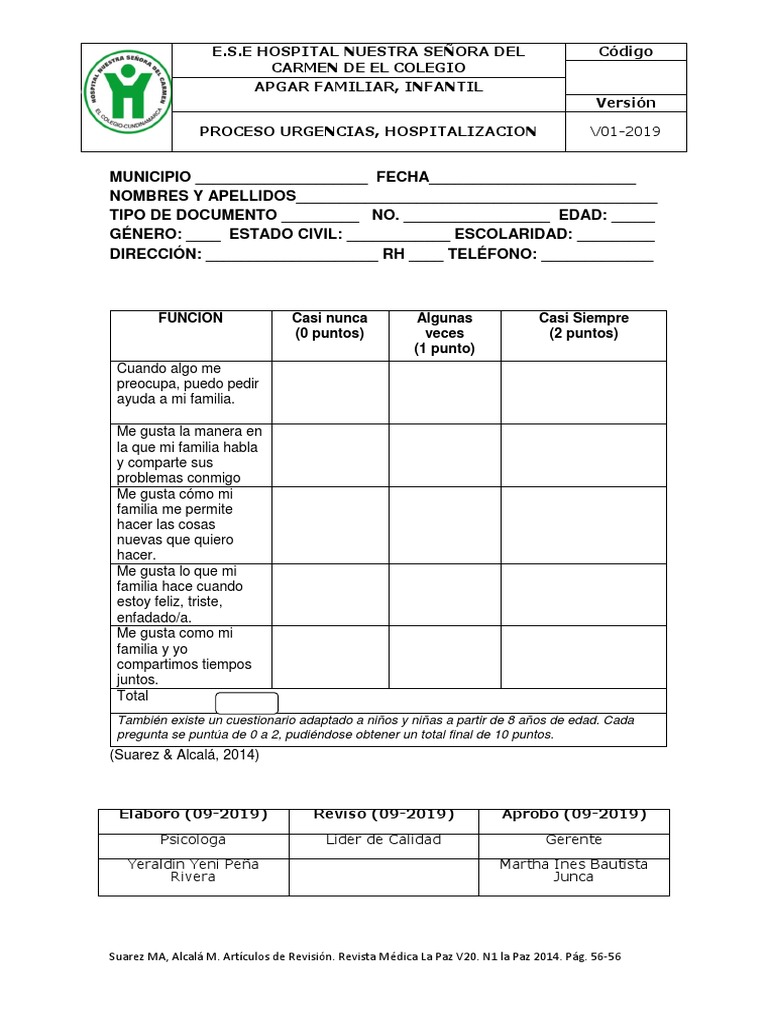 Apgar Familiar Infantil | PDF